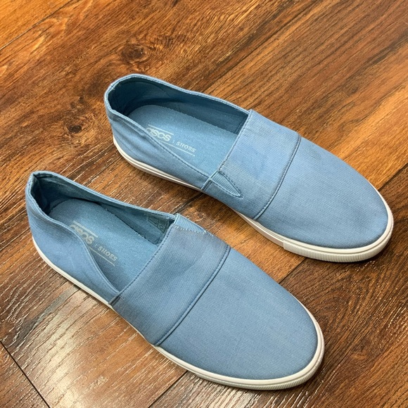 ASOS | Shoes | Asos Blue White Slip On Sneaker Size 7 | Poshmark
